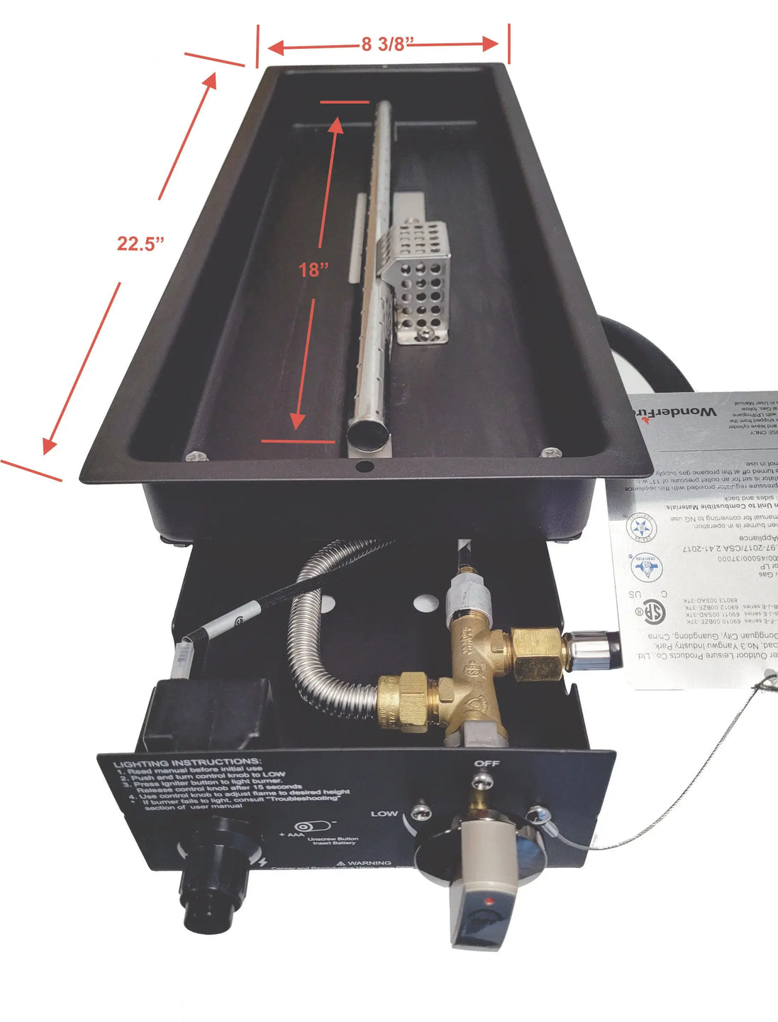 Fire Pit Rectangular Burner 37,000 BTU - Fire Sense/Balkene Home